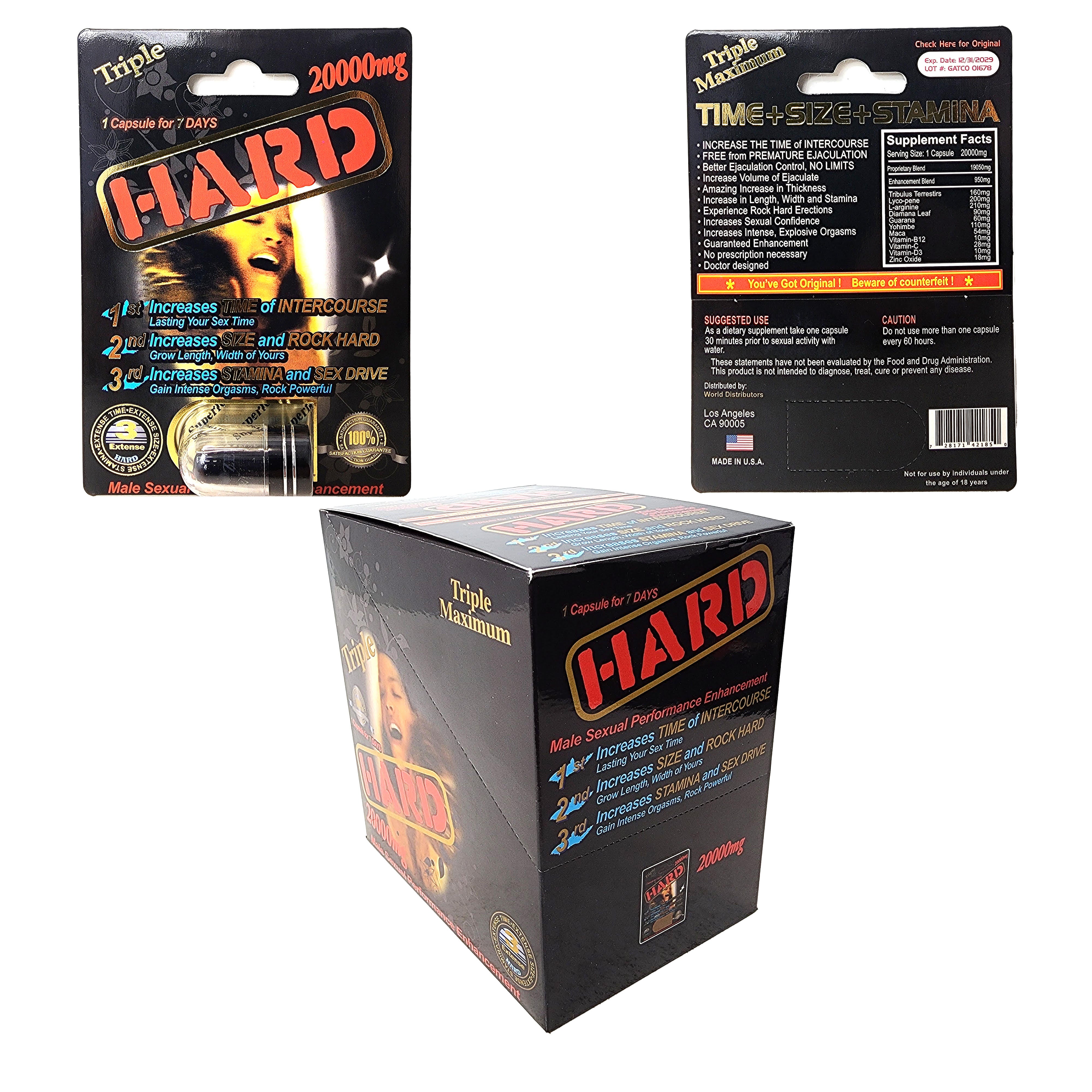 Hard 20000mg: Triple Maximum Male Enhancement - 24ct Case